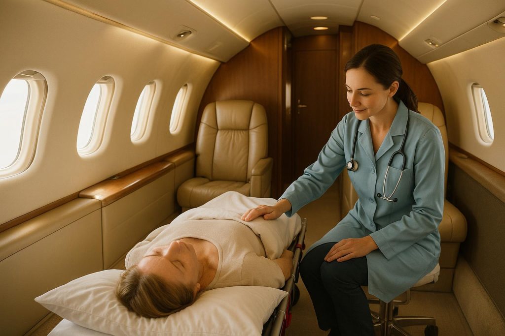 How are in-flight medical emergencies handled during a bed-to-bed ...